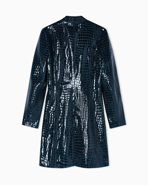Giorgio Armani Crocodile Print Leather Coat
