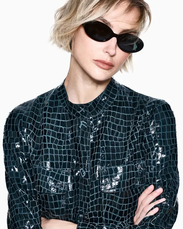 Giorgio Armani Crocodile Print Leather Coat