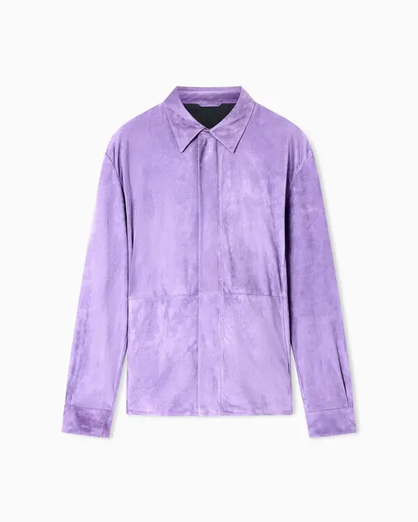 Giorgio Armani Lambskin Suede Shirt Jacket - Purple