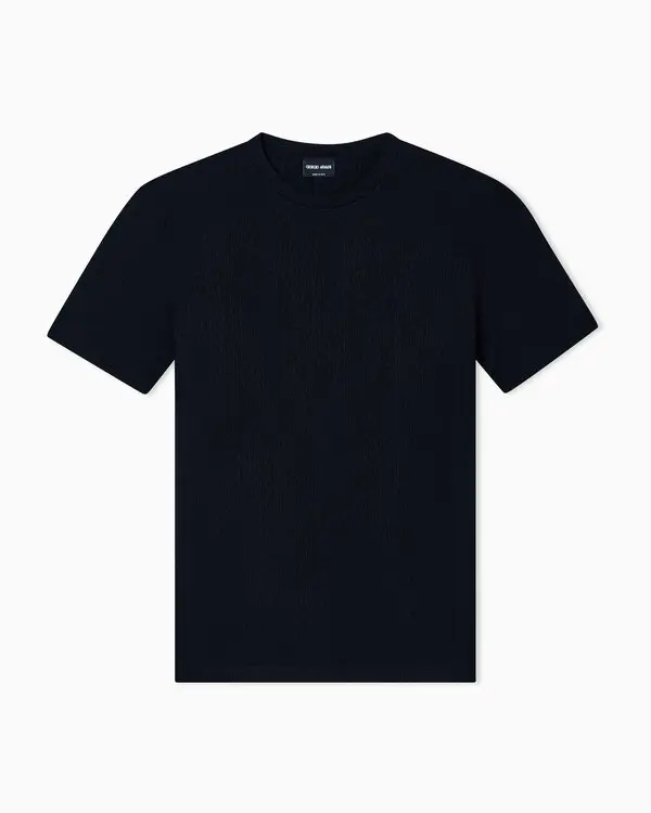 Giorgio Armani Viscose Blend T-shirt With Embossed Finish - Black