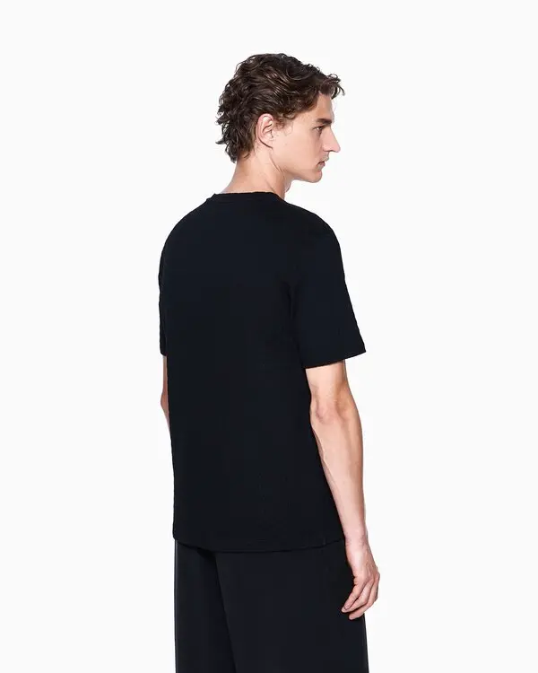 Giorgio Armani Viscose Blend T-shirt With Embossed Finish - Black