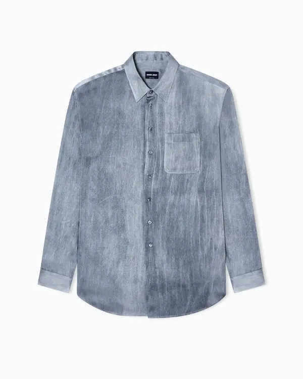 Giorgio Armani Viscose Blend Satin Shirt - Grey