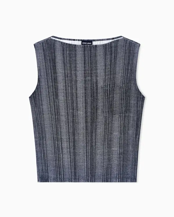 Giorgio Armani Two-tone Pleated Jersey Top