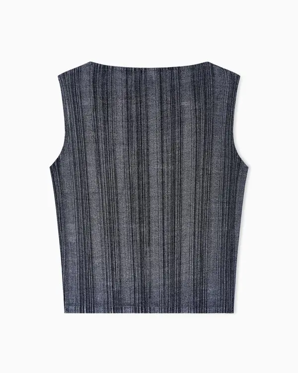 Giorgio Armani Two-tone Pleated Jersey Top