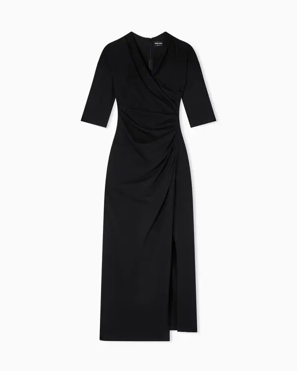 Giorgio Armani Viscose Milano-stitch Midi Dress - Black
