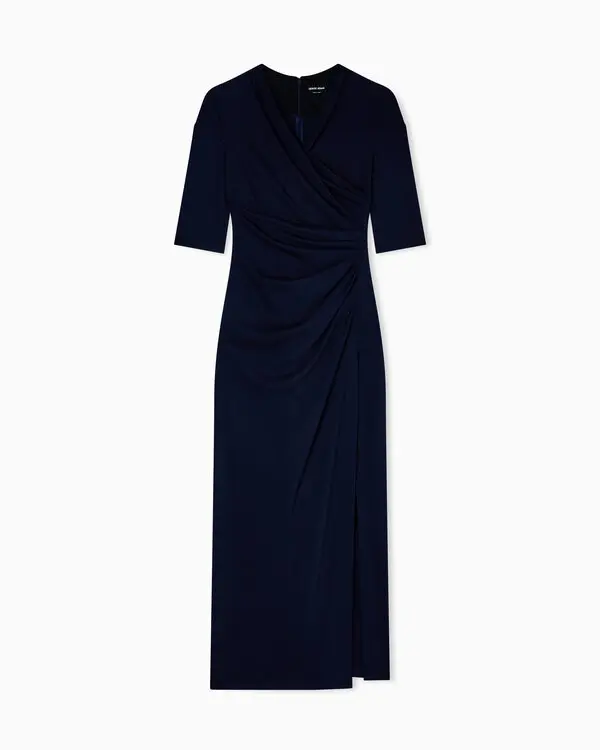 Giorgio Armani Viscose Milano-stitch Midi Dress - Blue