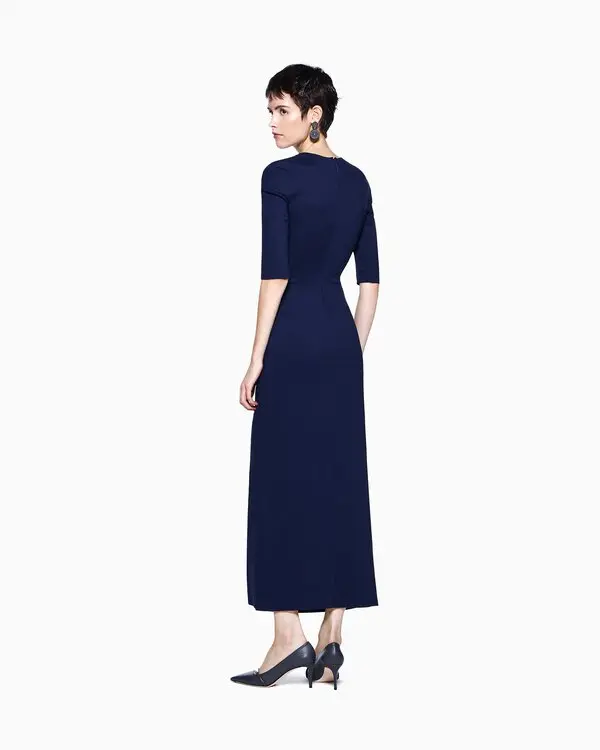 Giorgio Armani Viscose Milano-stitch Midi Dress - Blue