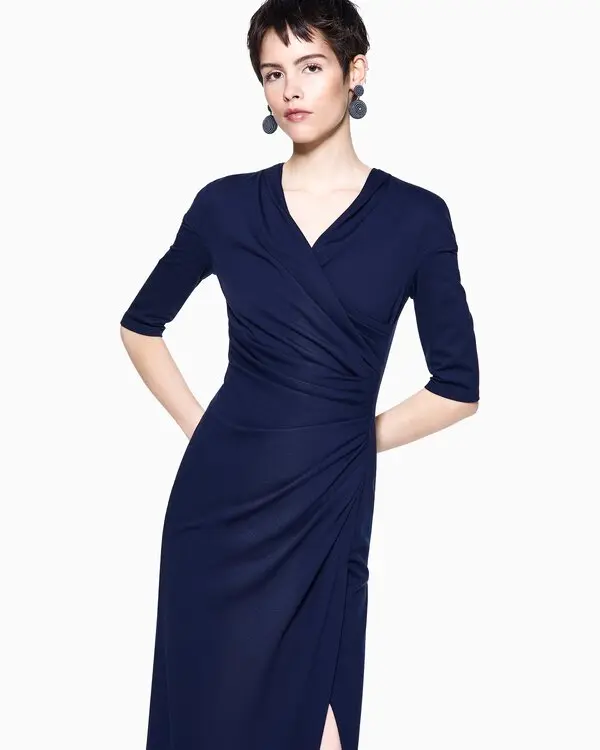 Giorgio Armani Viscose Milano-stitch Midi Dress - Blue