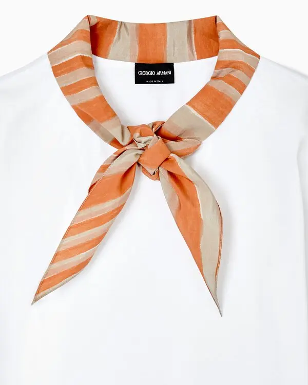 Giorgio Armani Regenerative Cotton Jersey T-shirt With Scarf Detail
