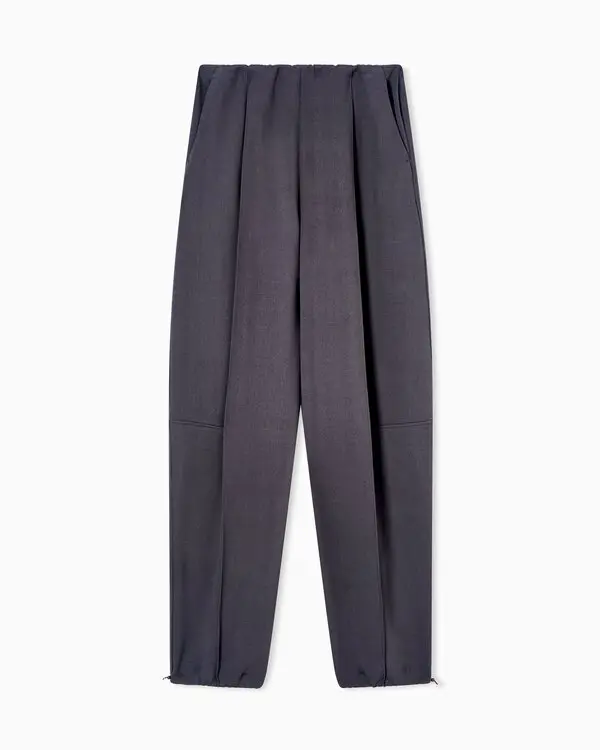 Giorgio Armani Two-tone Viscose Jersey Pleated Trousers
