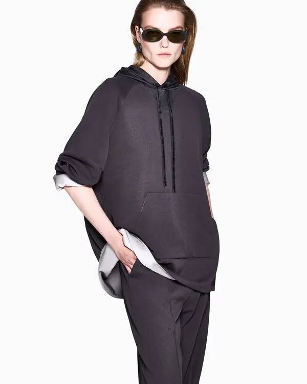 Giorgio Armani Two-tone Viscose Jersey Pleated Trousers