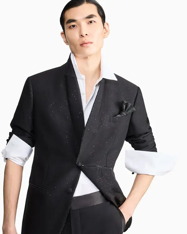 Giorgio Armani Single-breasted Jacket In Wool Crepe