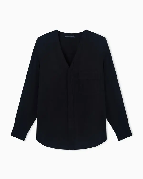 Giorgio Armani Cupro Basketweave Shirt Jacket - Black
