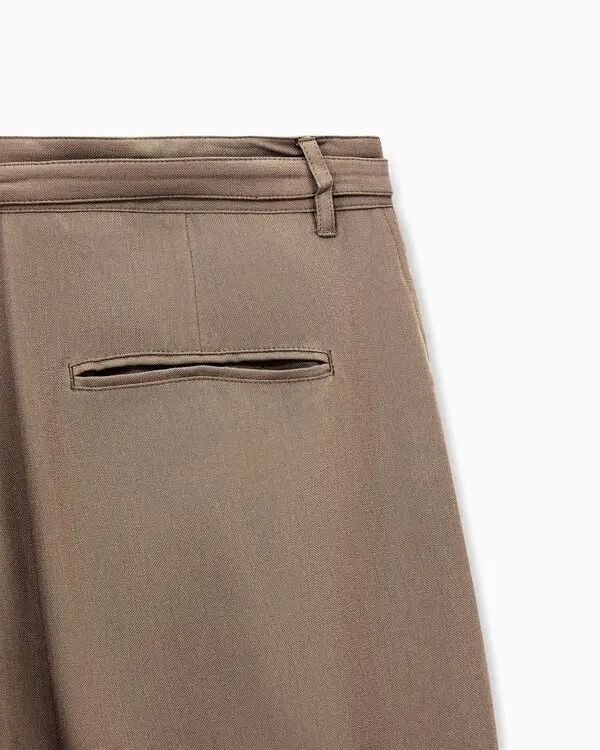 Giorgio Armani Cupro Basketweave Single-pleat Trousers