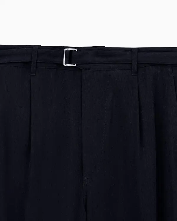 Giorgio Armani Cupro Basketweave Single-pleat Trousers - Black