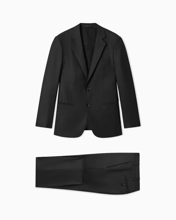 Giorgio Armani Manhattan Line Single-breasted Suit In Micro-armure Virgin Wool