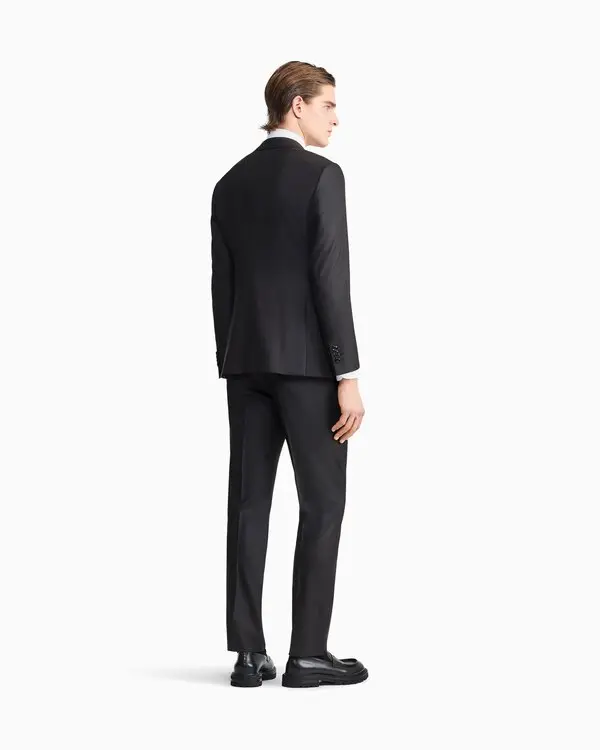 Giorgio Armani Manhattan Line Single-breasted Suit In Micro-armure Virgin Wool