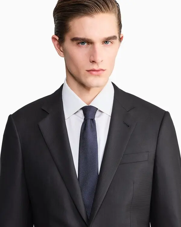 Giorgio Armani Manhattan Line Single-breasted Suit In Micro-armure Virgin Wool