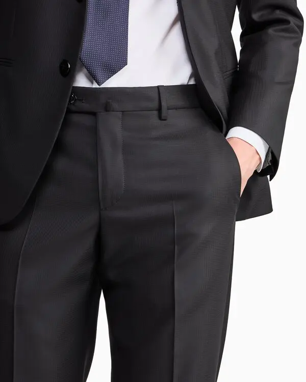 Giorgio Armani Manhattan Line Single-breasted Suit In Micro-armure Virgin Wool