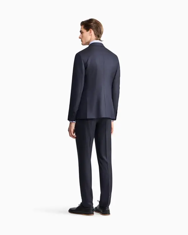 Giorgio Armani Napoli Line Double-breasted Pinstriped Suit In Chevron Virgin Wool