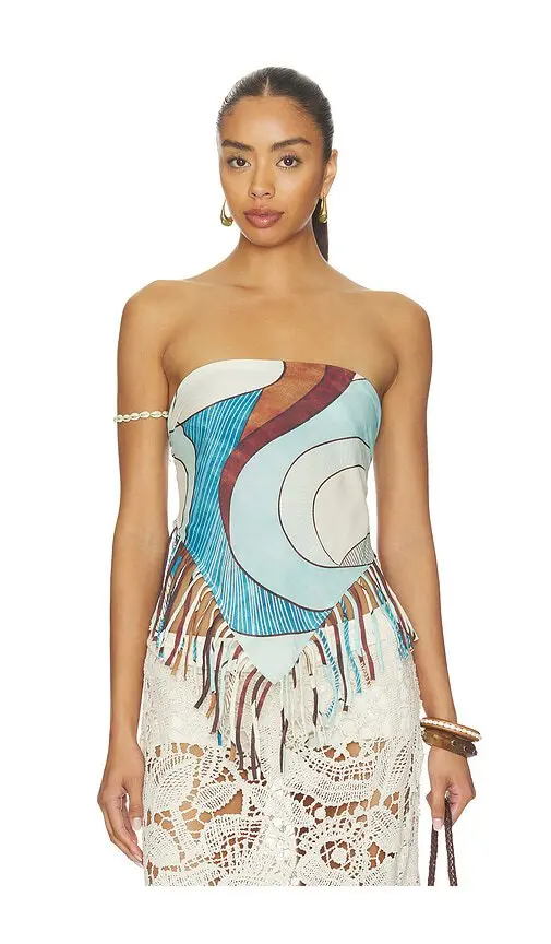 ROAME. Rara Fringe Scarf In Baby Blue - Playa