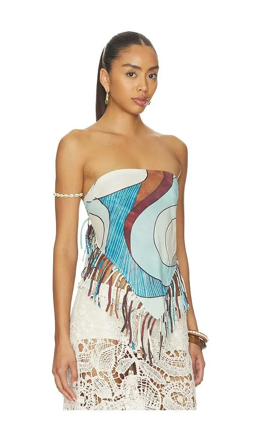 ROAME. Rara Fringe Scarf In Baby Blue