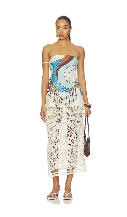 ROAME. Rara Fringe Scarf In Baby Blue