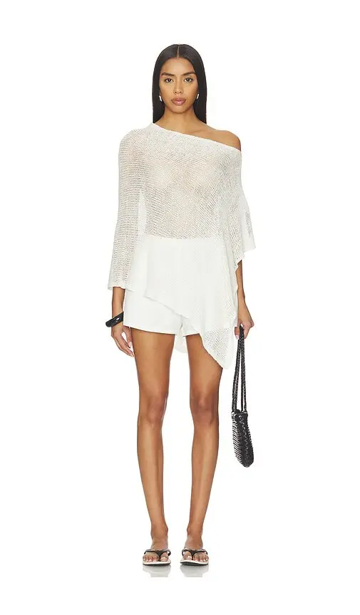 Enza Costa Linen Open Knit Poncho
