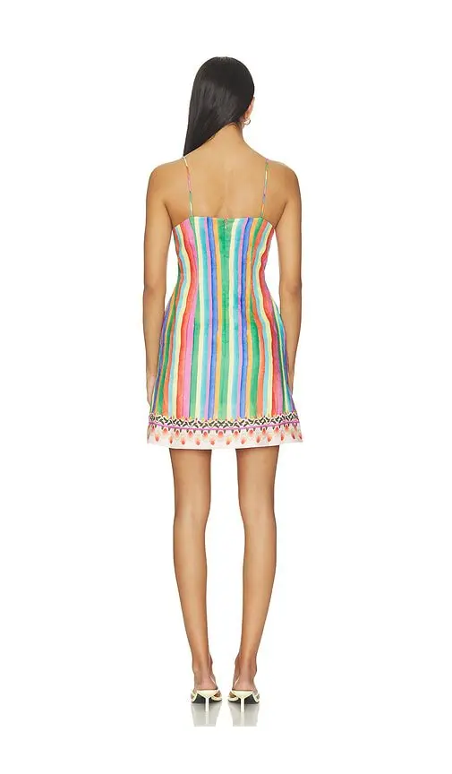 Saloni Embroidered Linen Mini Dress