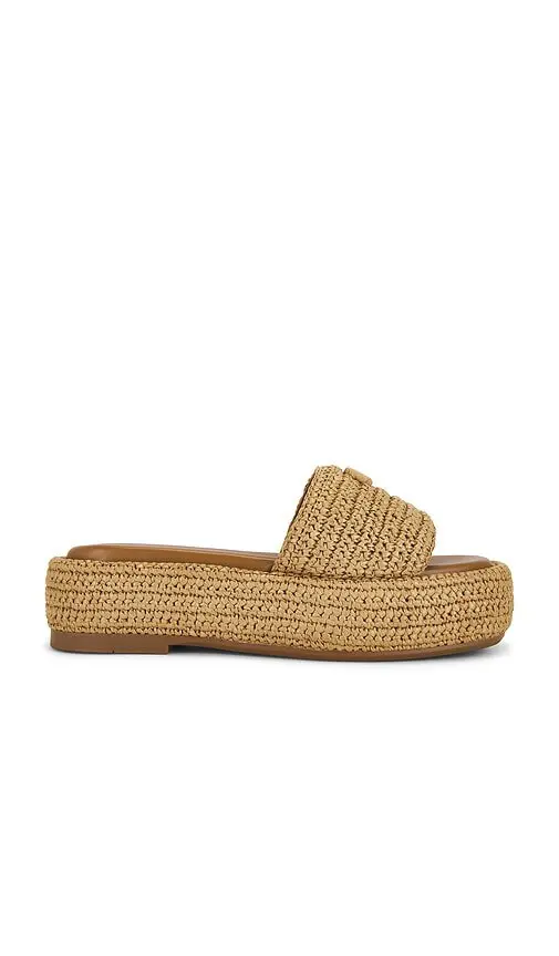 COACH Sculpted C Flatform Raffia Slide - Natural