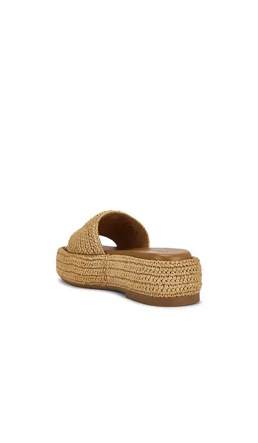 COACH Sculpted C Flatform Raffia Slide - Natural