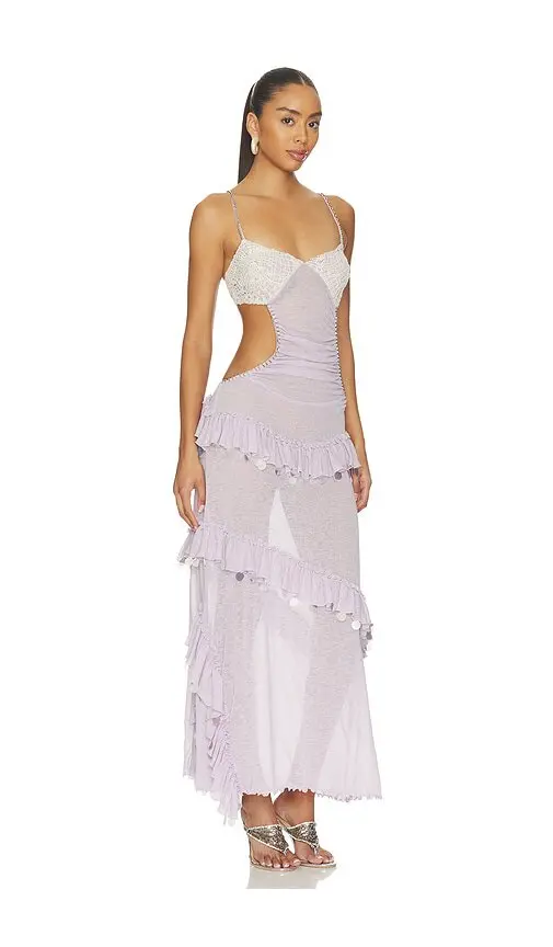 SIEDRES Signe Maxi Dress With Macrame Trim And Cut-out Details - Lilac