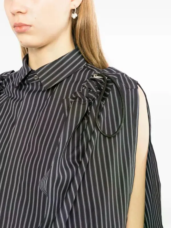 Sacai Pinstripe Ruffled Blouse