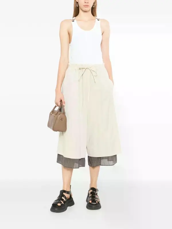 Y’s Layered Pinstripe Pattern Shorts