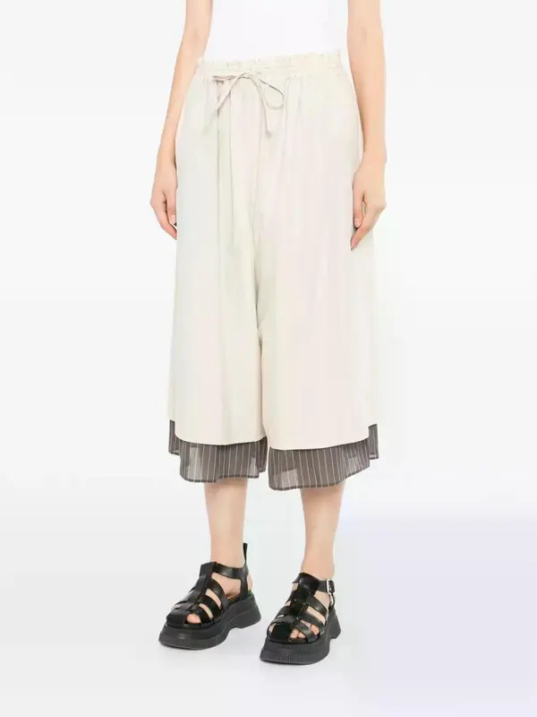 Y’s Layered Pinstripe Pattern Shorts