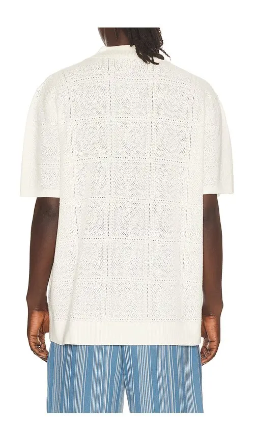 MALBON Resort Crochet Polo In White - Ivory