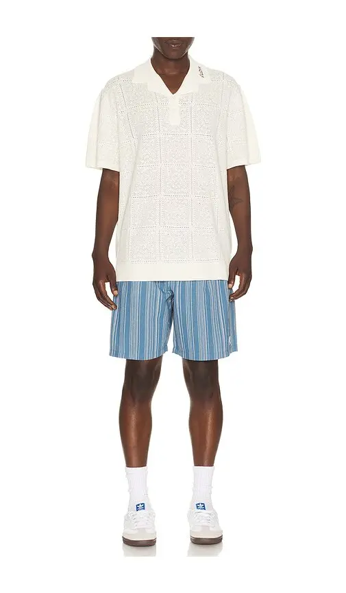 MALBON Resort Crochet Polo In White - Ivory