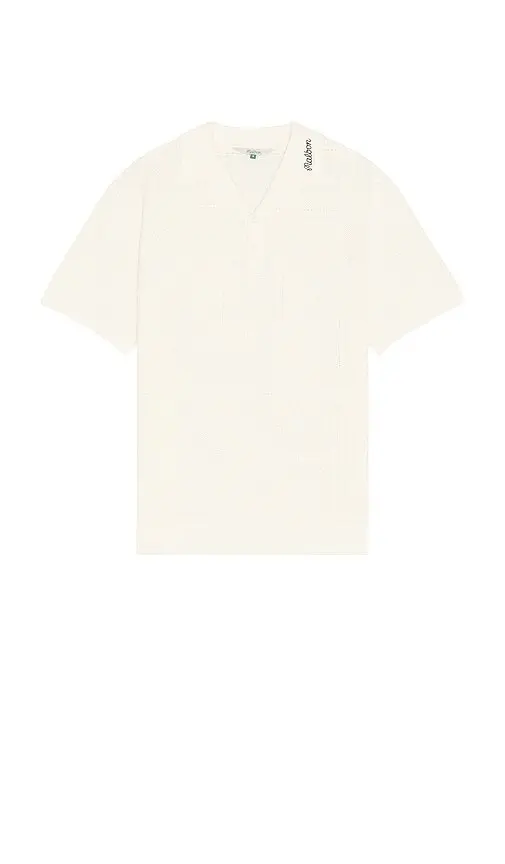 MALBON Resort Crochet Polo In White - Ivory