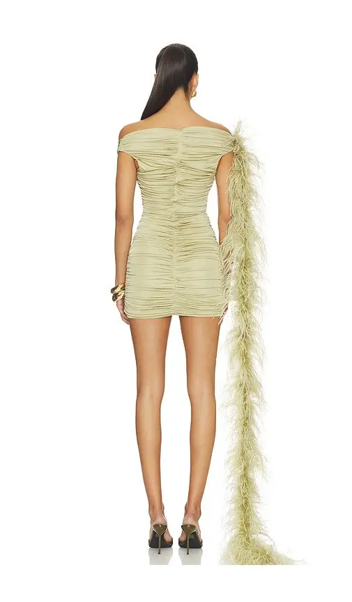 THE NEW ARRIVALS ILKYAZ OZEL Bibi Dress Feather Trimmed
