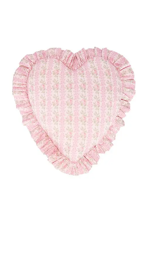 LoveShackFancy Ruffle Heart Pillow In Pink - Strawberry Macaroon