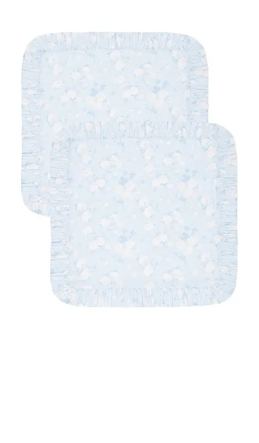 LoveShackFancy Ruffled Euro Pillow In Baby Blue - Whisper Blue