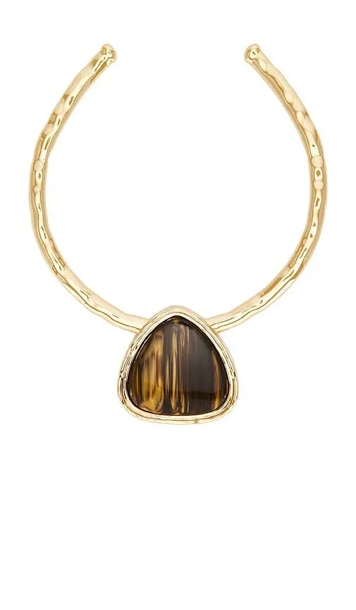 Retrofete Sunset Necklace In Metallic Gold,brown - Tigers Eye