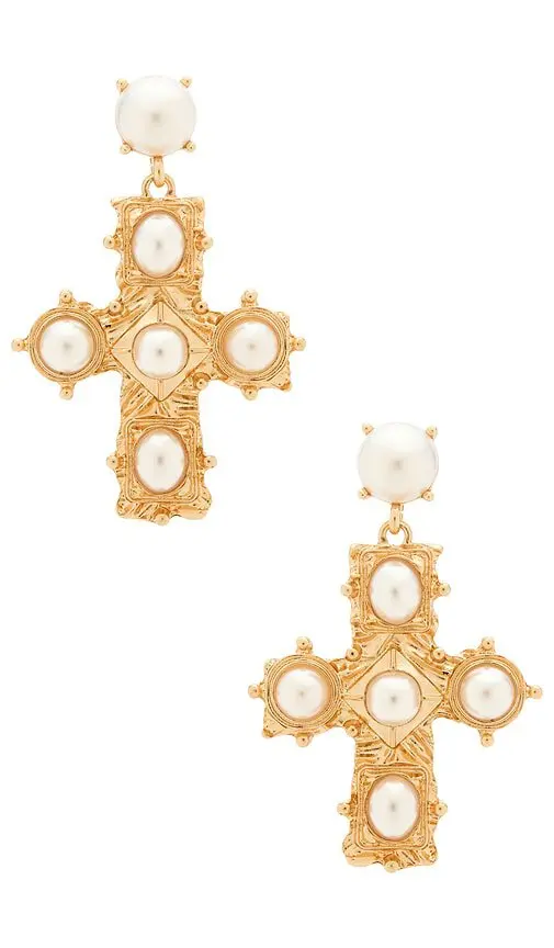 8 Other Reasons Rafael Cross Stud Earrings - Gold
