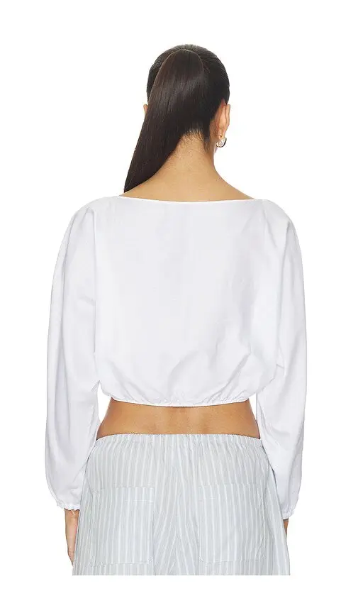 LESET Yoko Long Sleeve Blouson Top - White