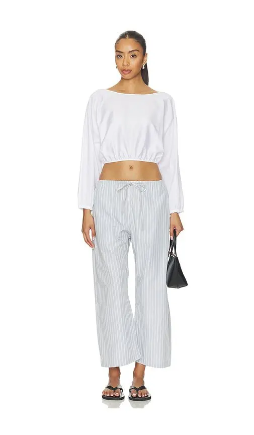 LESET Yoko Long Sleeve Blouson Top - White