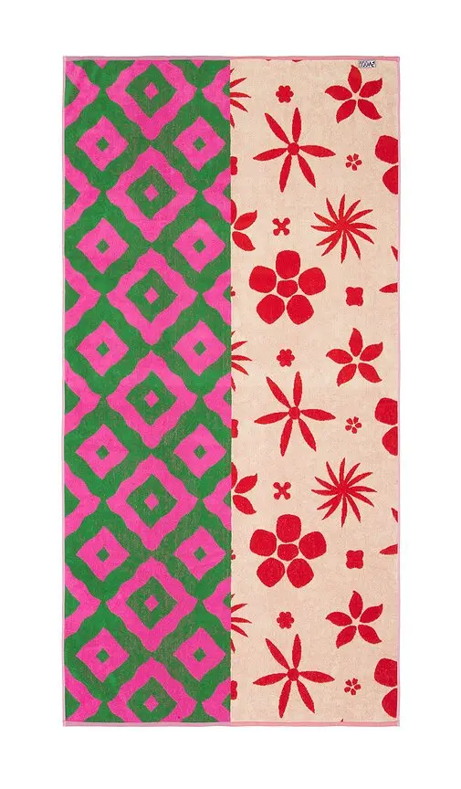 DUSEN DUSEN Peony Beach Towel In Red,green