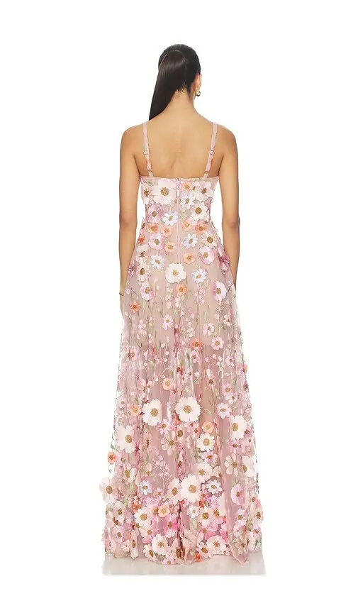 bronx and banco pink floral dress Experience timeless elegance with our Jasmine Pastel Pink Gown, featuring a  sweetheart neckline adorned with delicate floral appliqus and a dreamy  pastel pink hue., , #BRONXANDBANCO #BBWorld #SS25