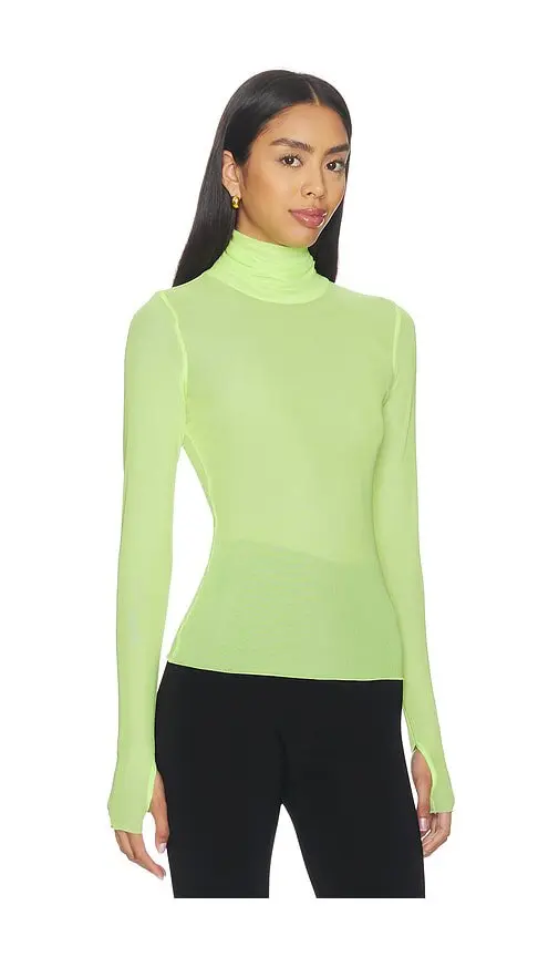 AFRM Zadie Mesh Turtleneck Top - Sharp Green
