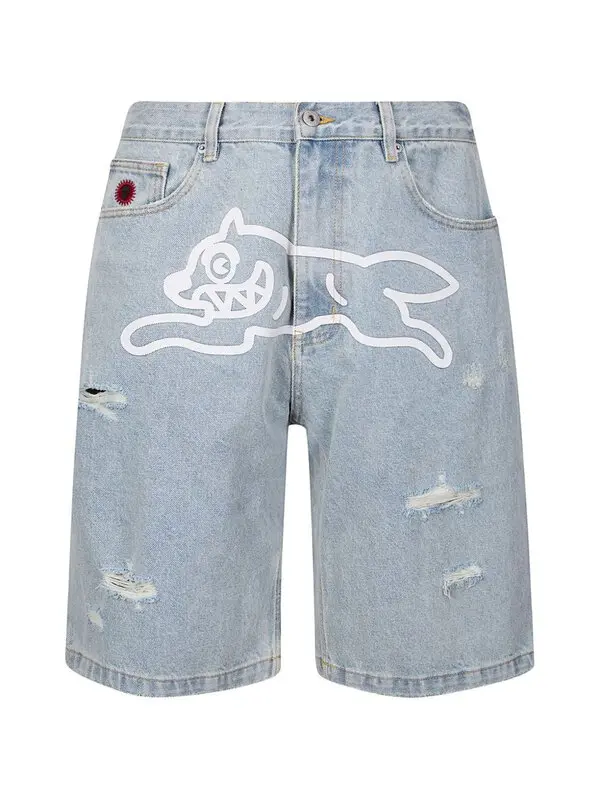 ICECREAM Running Dog Embroidered Denim Shorts