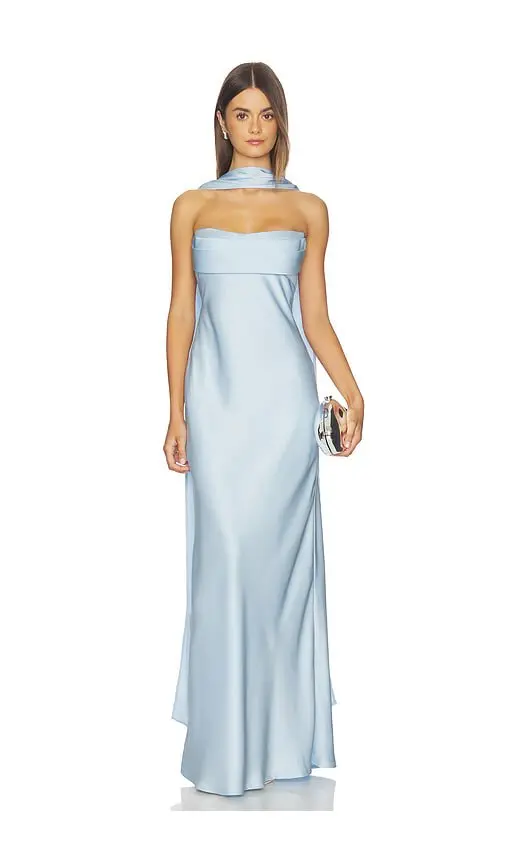RUNAWAY THE LABEL Madeleine Strapless Maxi Dress - Sky Blue